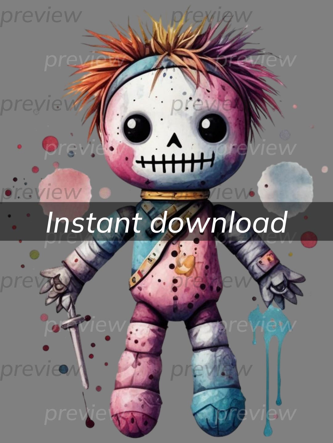 Voodoo Doll Clipart With Colorful Design for Instant Download for ...