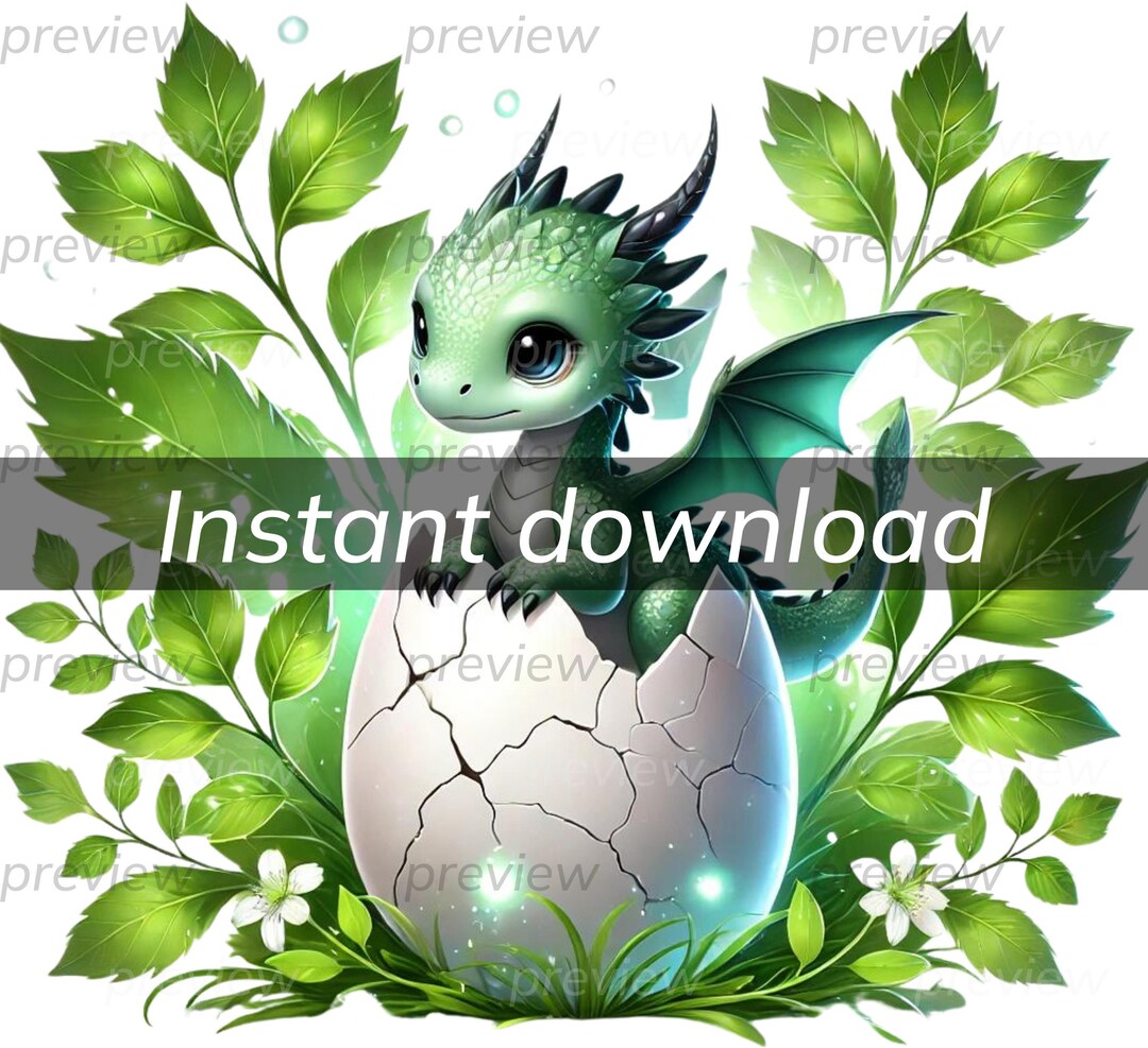 Adorable Dragon Hatchling Digital Art Printable - Instant Download for Kids Room Decor and ...