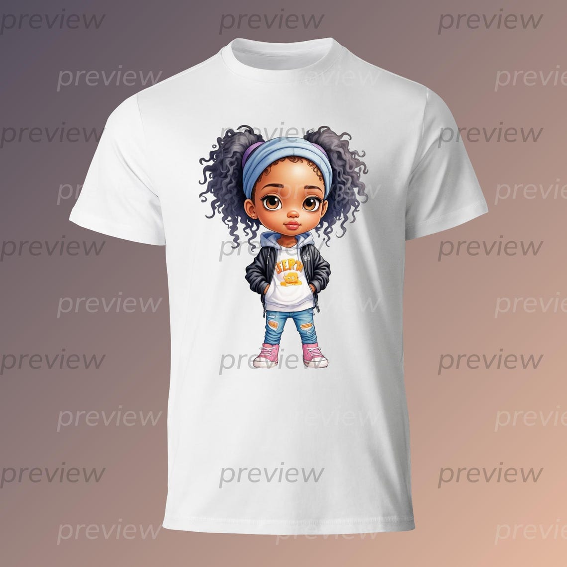 Chibi Black Girl Clipart Instant Download Sublimation Design Cute ...