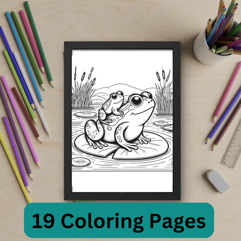 Printable Pdf File Coloring Page Grayscale Coloring Frog Coloring Book ...