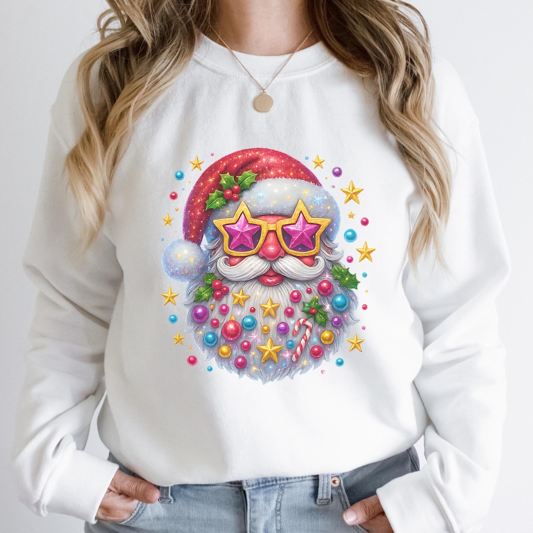 Trendy Santa PNG • Funny Christmas Clipart, Star Sunglasses (digital ...