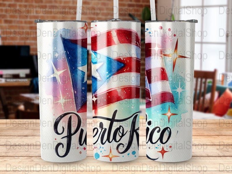 Puerto Rico Tumbler Wrap PNG - Sublimation Design - 20oz Skinny Tumbler ...