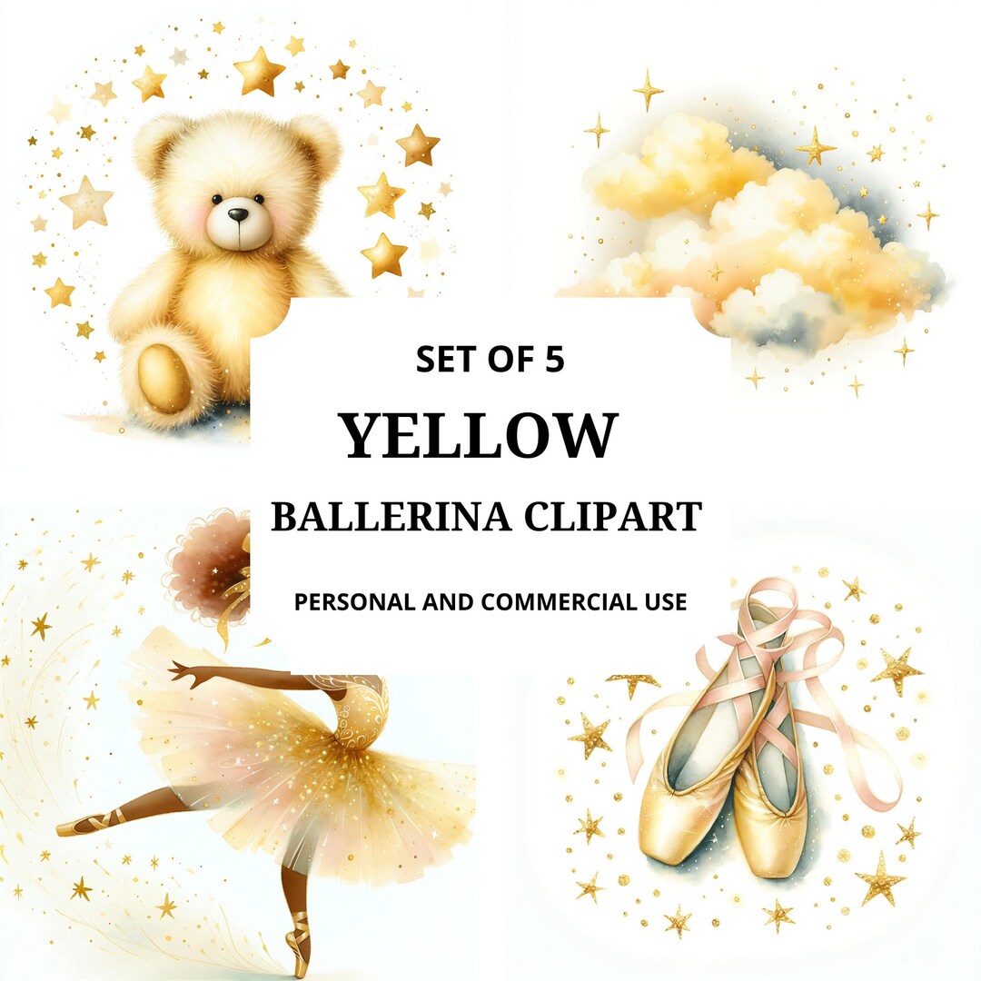 Watercolor Yellow Carousel Clipart, Whimsical Ballerina Carousel ...