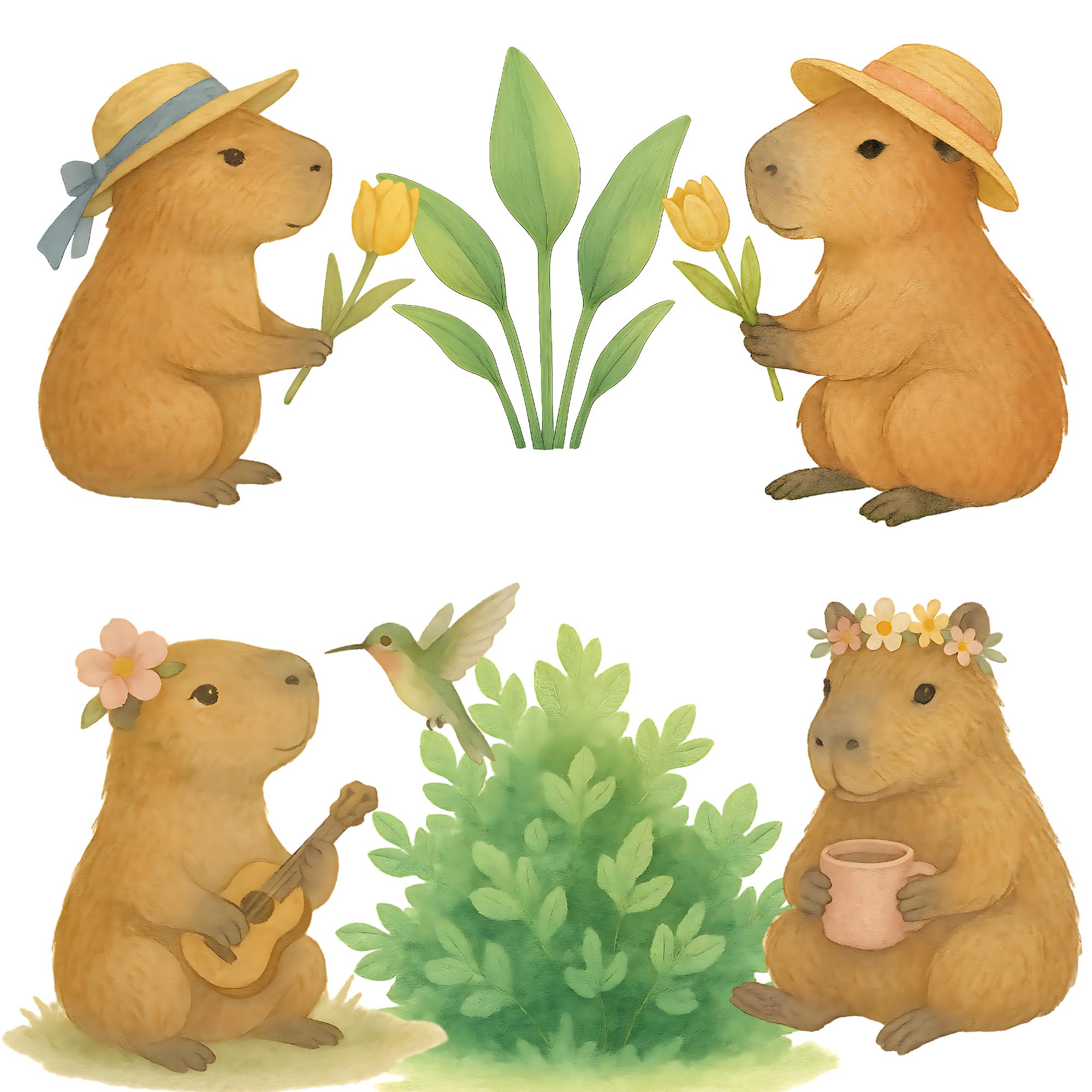 Capybara Clipart, Capybara PNG, Animal Illustrations, Digital Download ...