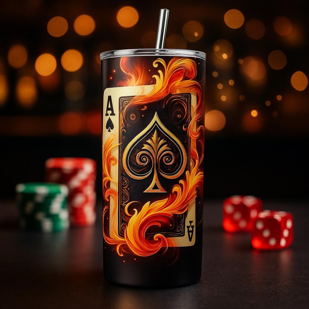 Ace of Spades Tumbler Wrap PNG | Fiery Playing Card Design | Poker Gift ...