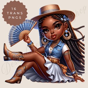 Black Chibi Girl Clipart PNG Bundle, Afro Girl Digital Stickers, Cute ...