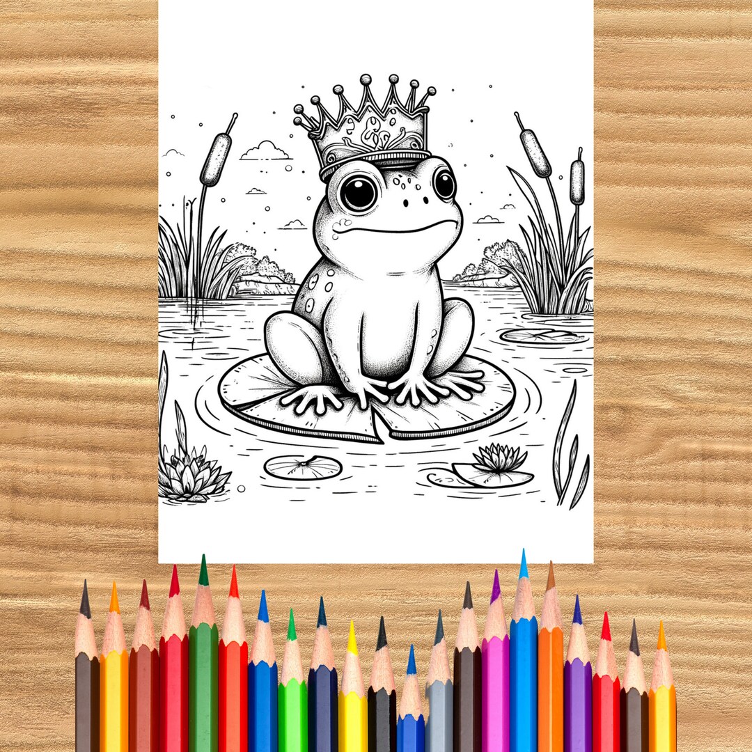 Printable Pdf File Coloring Page Grayscale Coloring Frog Coloring Book ...