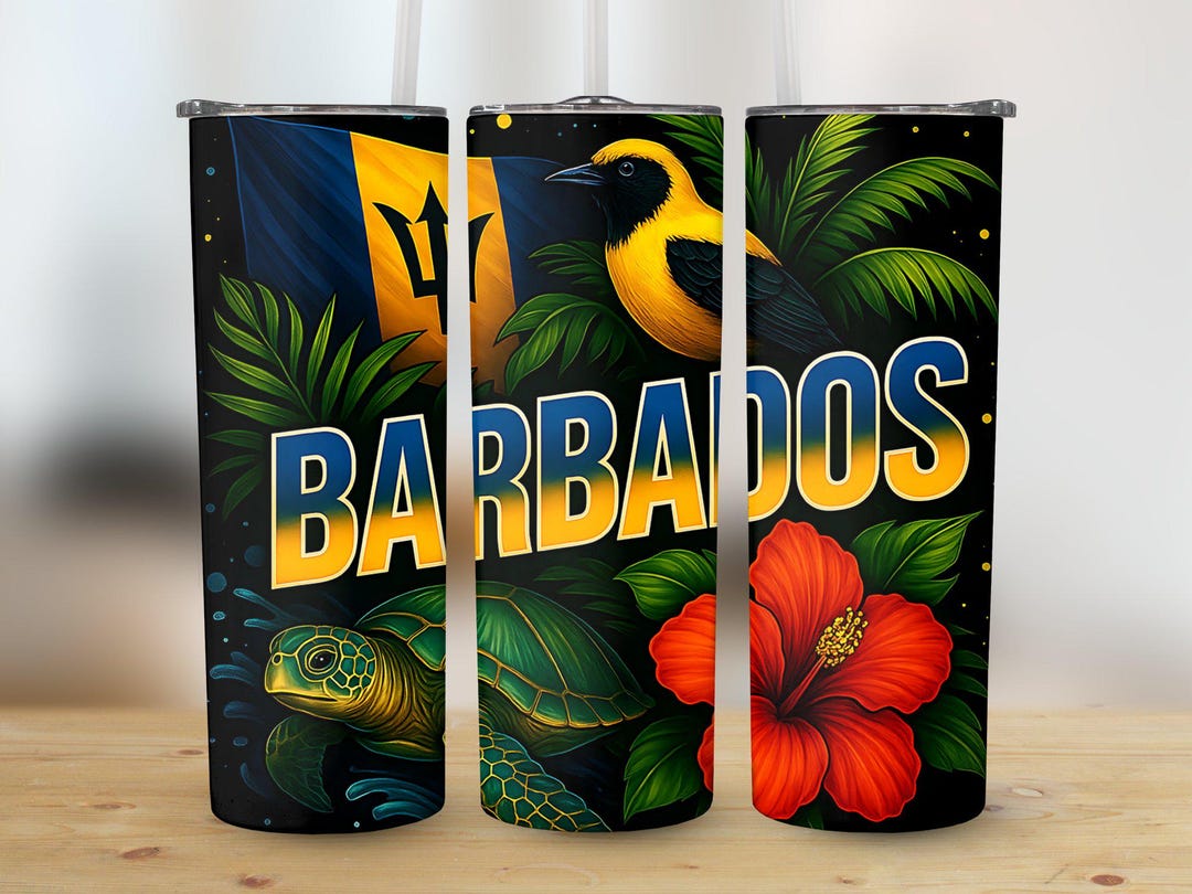 Barbados 20oz Tumbler Wrap Digital Download – Skinny Sublimation Design ...