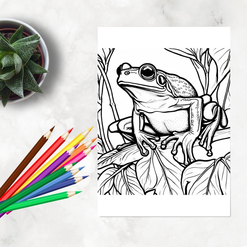 Printable Pdf File Coloring Page Grayscale Coloring Frog Coloring Book ...