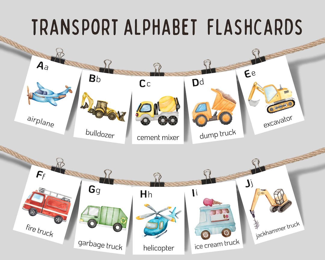 Transport Alphabet Flashcards | Vehicle ABC Learning (printable) - Etsy