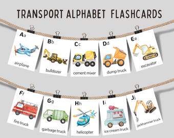 Transport Alphabet Flashcards | Printable ABC Learning Cards With Cars ...