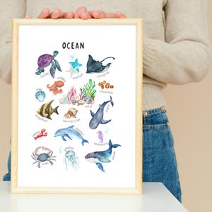 Ocean Animals Print | Printable Sea Creatures Poster for Kids Room ...