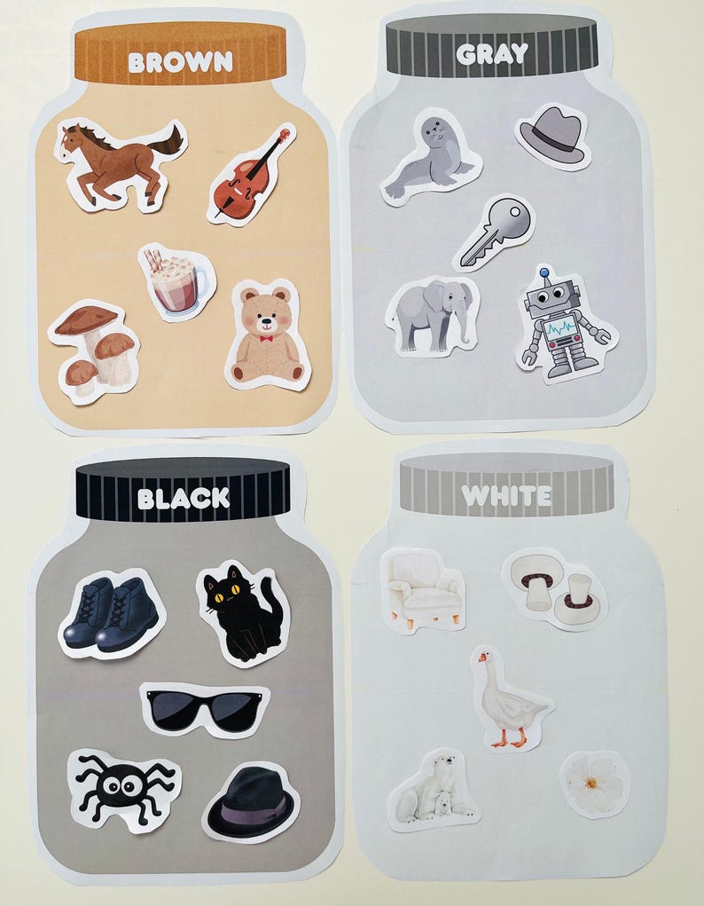 Color Matching Activity, Sorting Game in Jars, Montessori Toddler ...