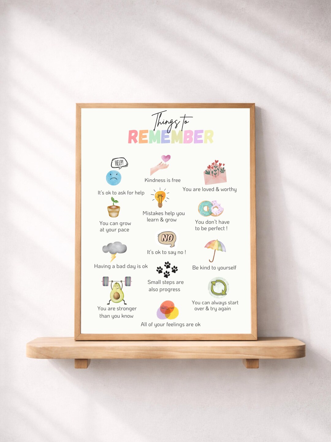 Things to Remember Print | Positive Affirmations Poster for Therapy ...