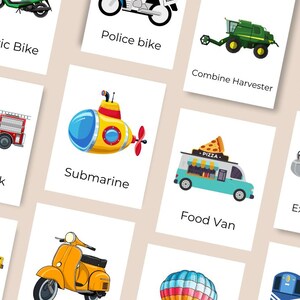 Things That Go Flashcards, 64 Vehicles Cards, Cars&trucks Toddler ...