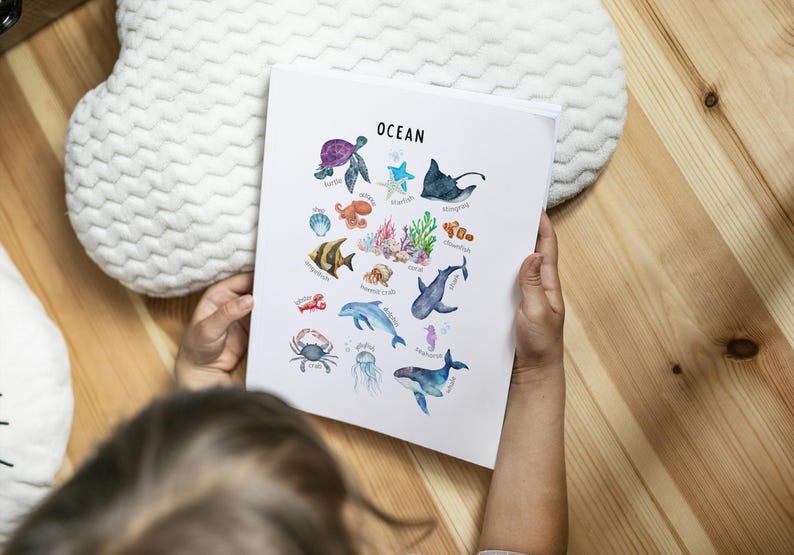 Ocean Animals Print | Printable Sea Creatures Poster for Kids Room ...
