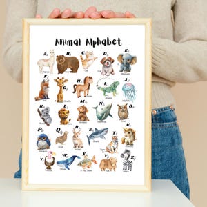 Animal Alphabet Print, ABC Montessori Wall Art, Nursery Playroom Decor ...