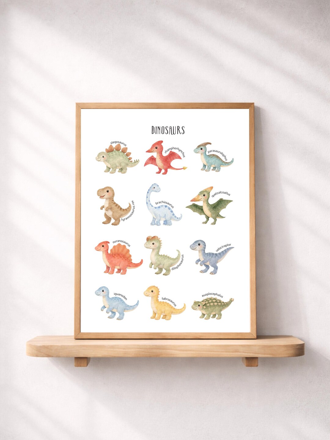 Cute Watercolor Dinosaur Poster for Kids | Nursery Wall Art | Printable ...
