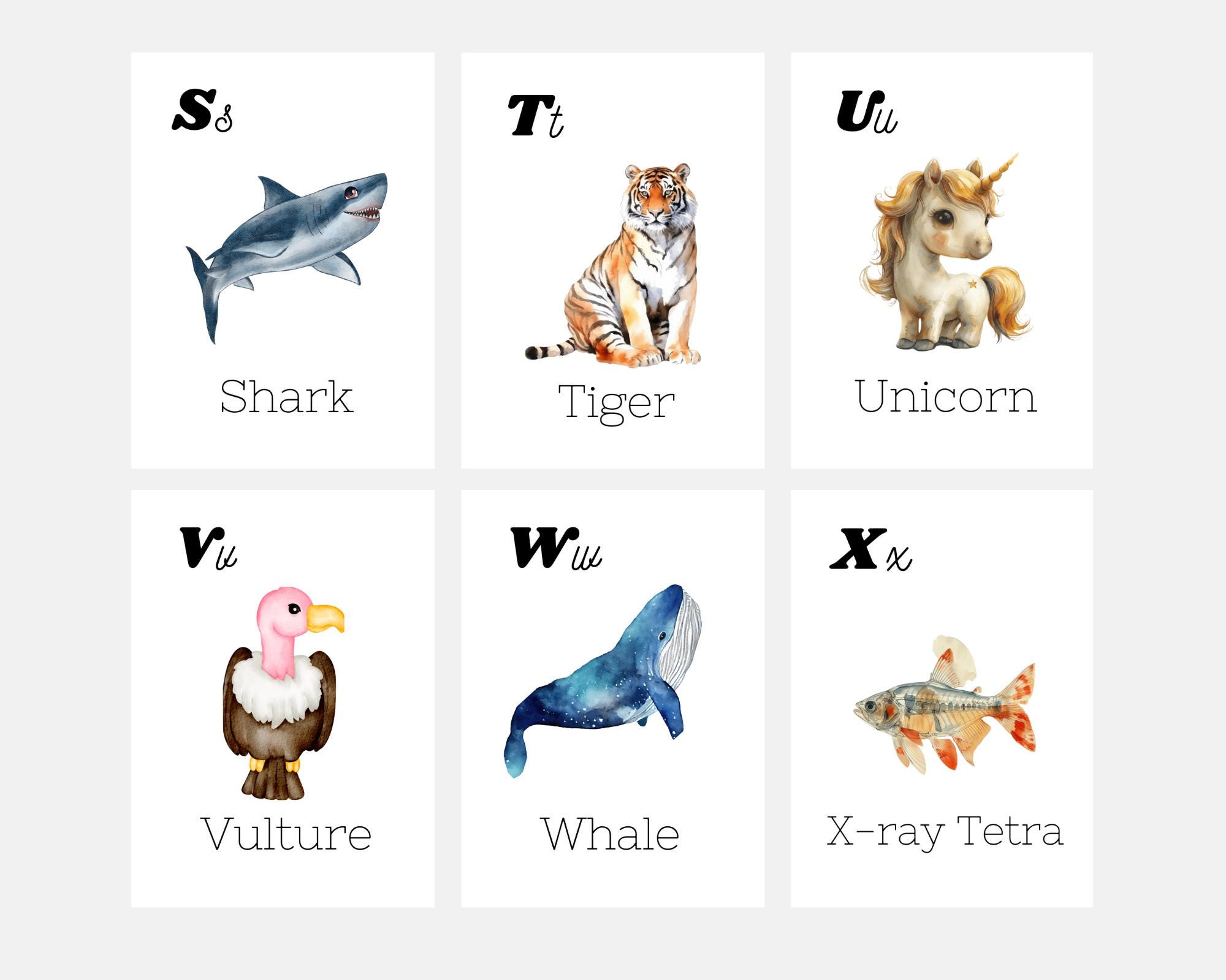 ABC Flashcards, Printable Animal Alphabet Cards, Nursery Decor ...