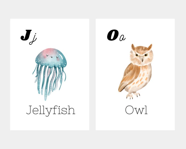 ABC Flashcards, Printable Animal Alphabet Cards, Nursery Decor ...