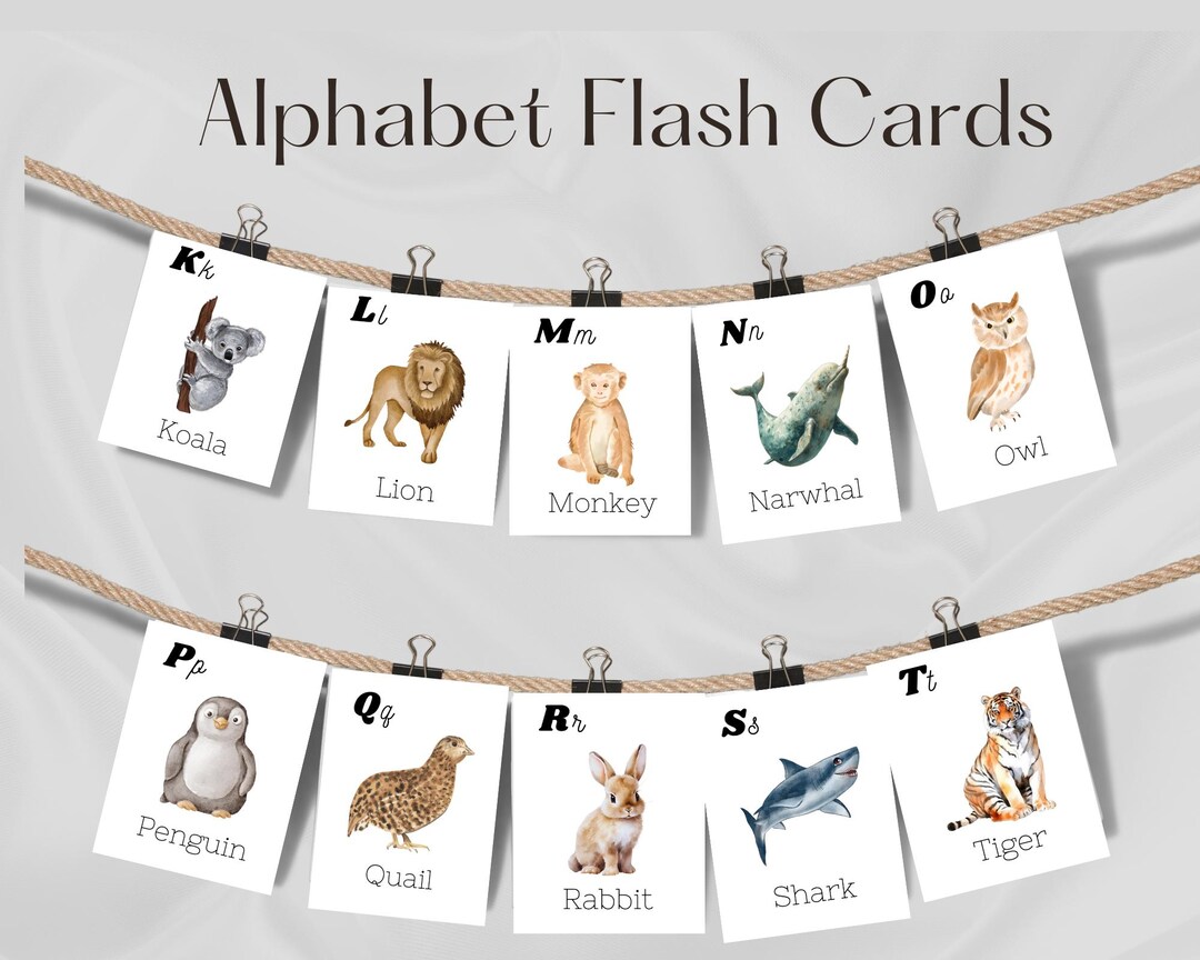 ABC Flashcards, Printable Animal Alphabet Cards, Nursery Decor ...