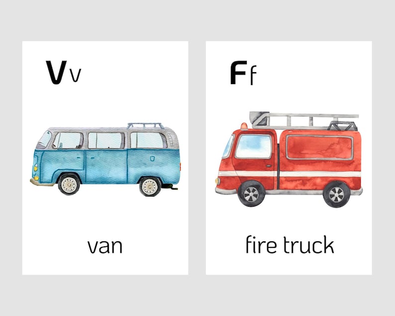 Transport Alphabet Flashcards | Printable ABC Learning Cards With Cars ...