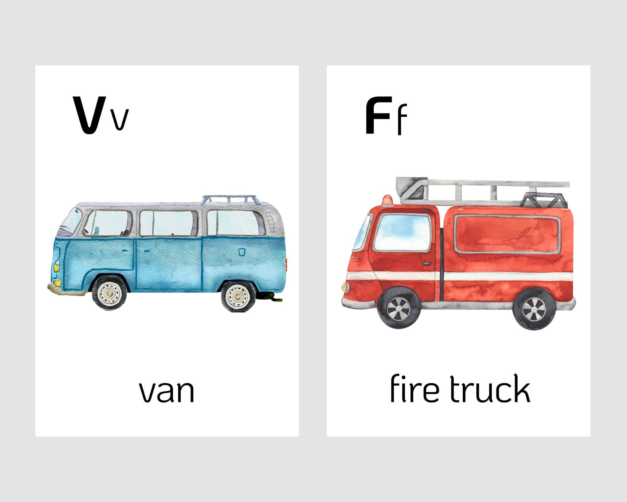 Transport Alphabet Flashcards | Printable ABC Learning Cards With Cars ...