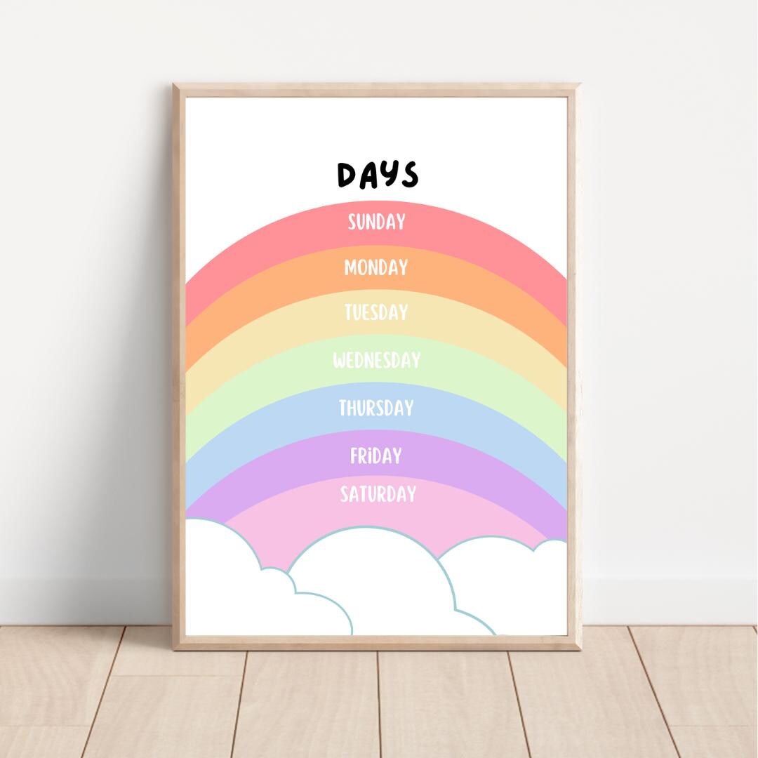 Rainbow Days of the Week Poster: Nursery Classroom Decor (digital ...