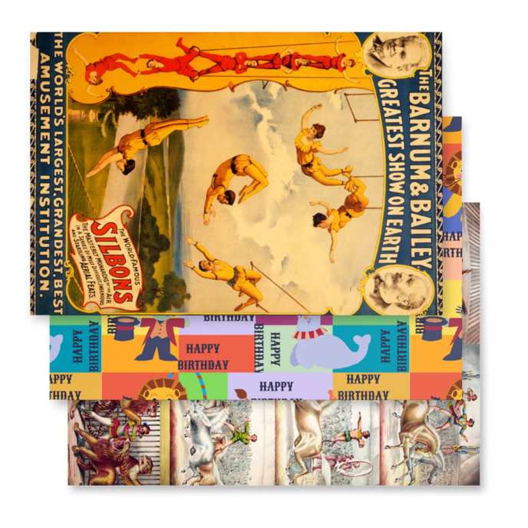Vintage Circus Poster Birthday Gift Wrap, Vintage Circus Design ...