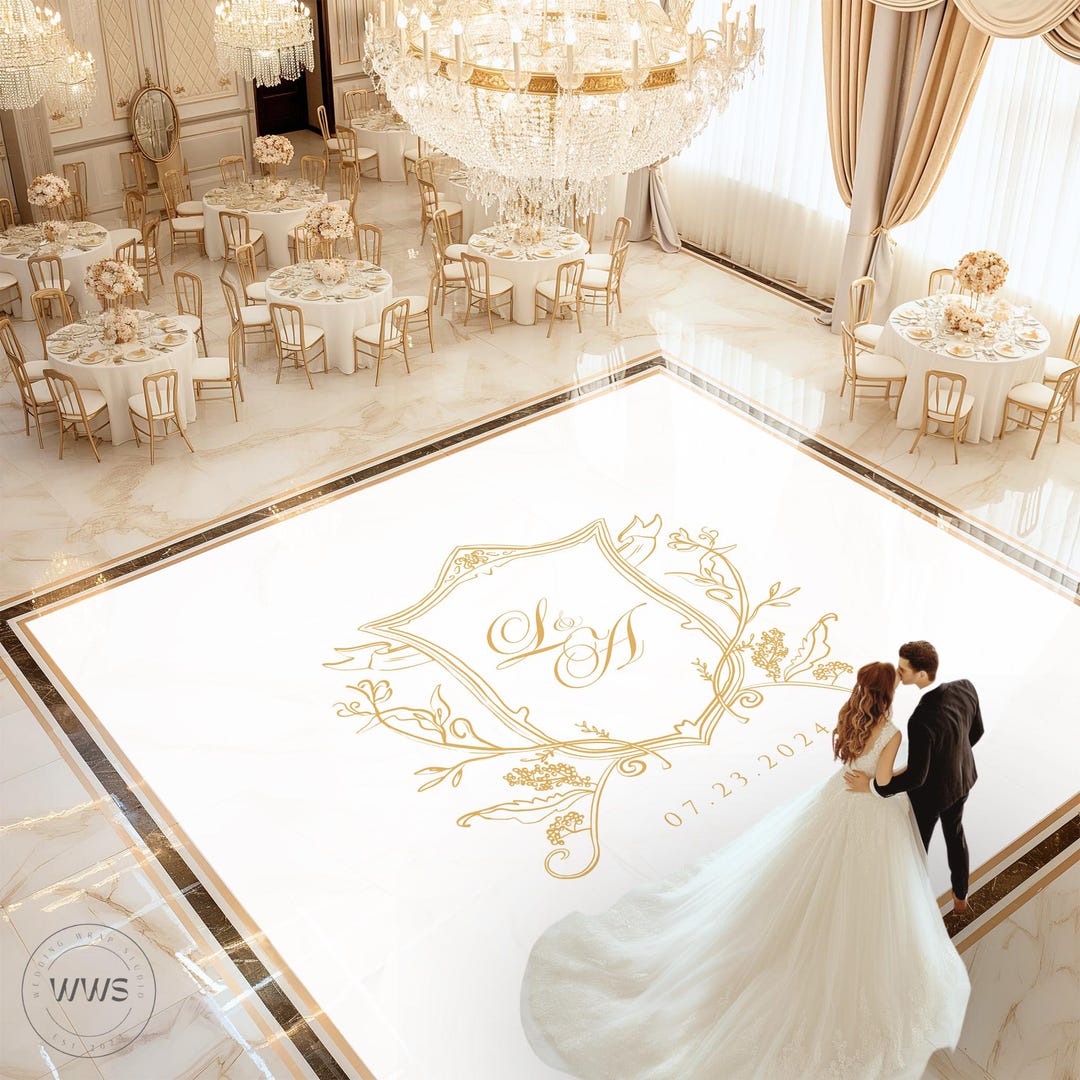 Custom Wedding Dance Floor Wrap | Self Stick Dance Floor | Monogram ...