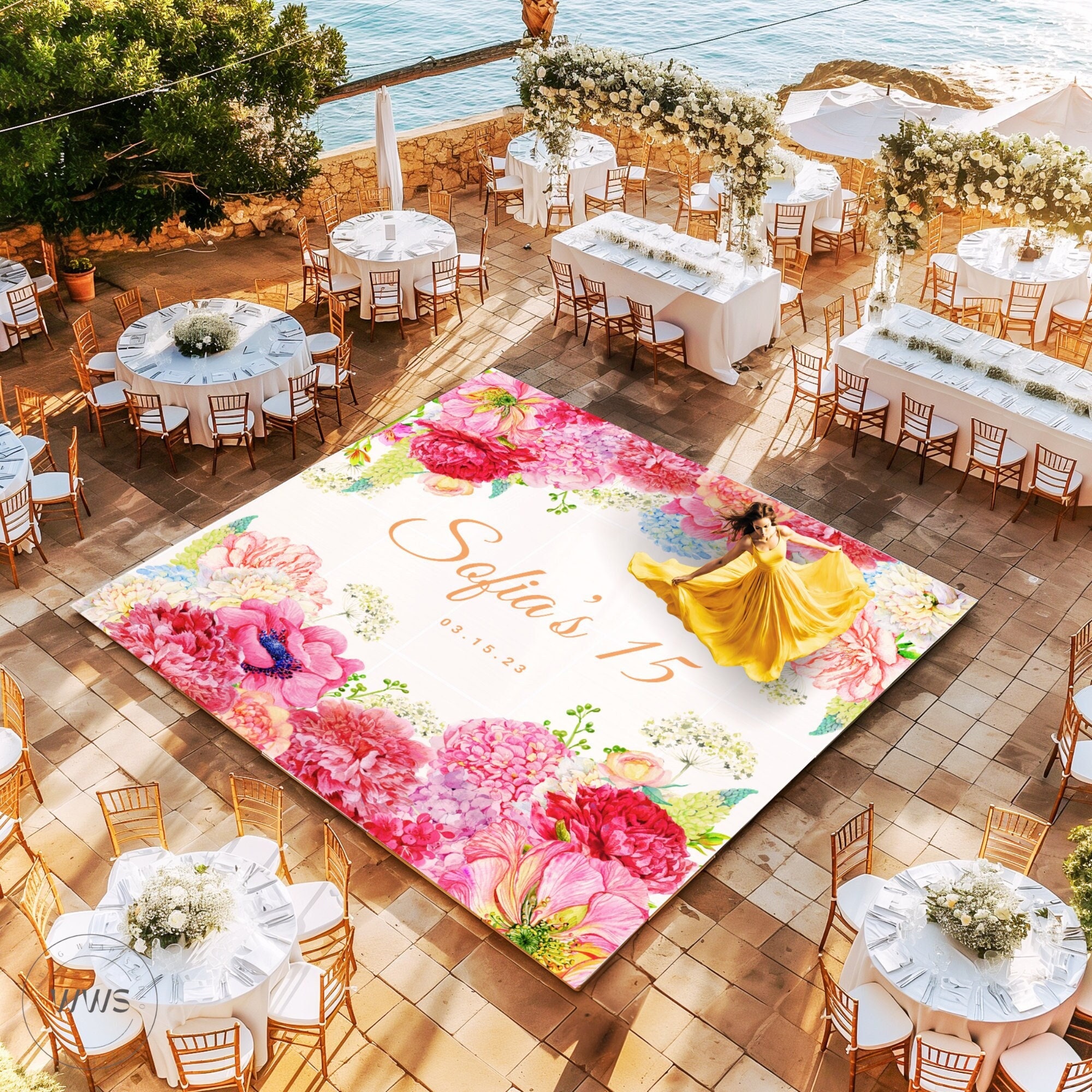 Custom Quinceanera Dance Floor Wrap | Floral Dance Floor | Birthday ...