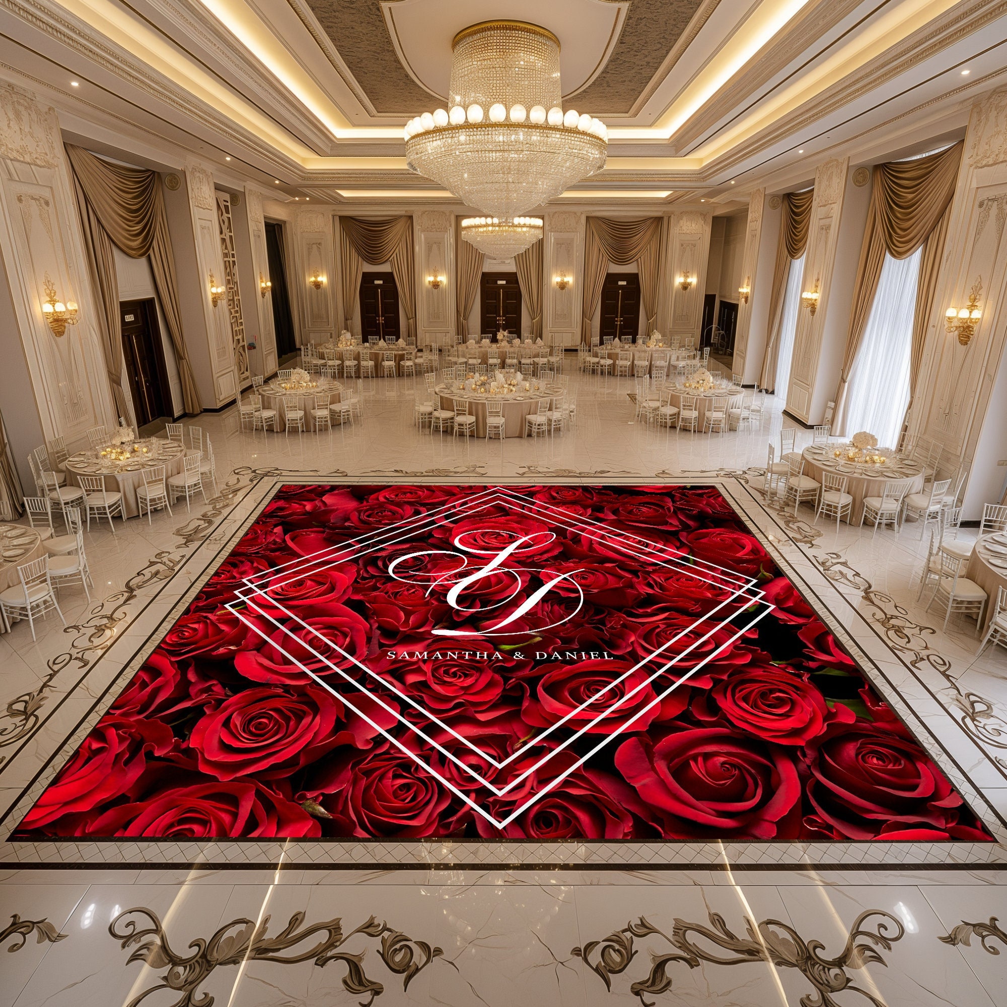 Premium Dance Floor Wrap | Wedding Dance Floor | Monogram Vinyl Floor ...
