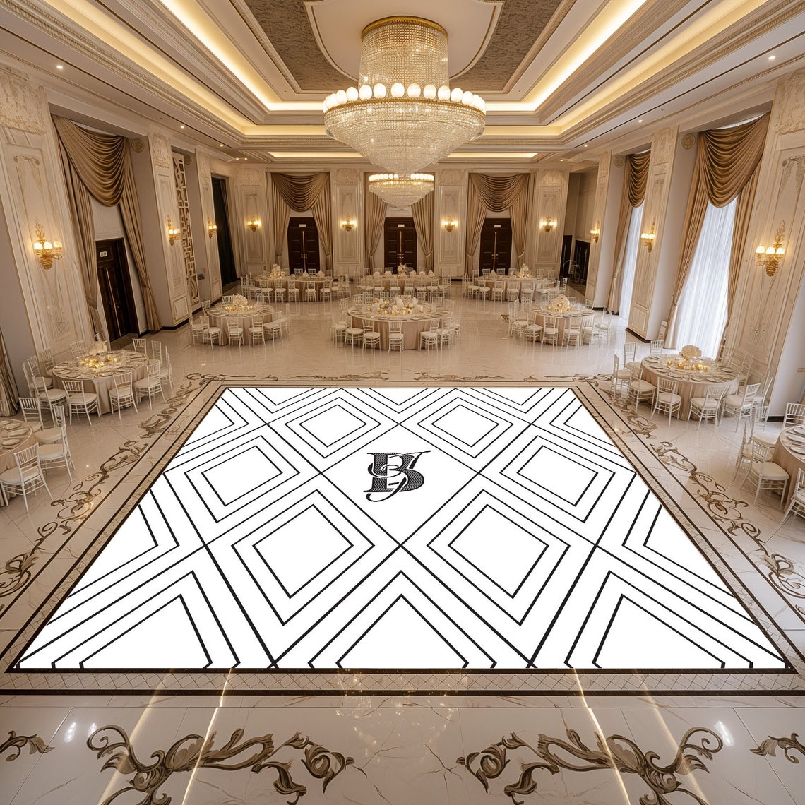 Initials Dance Floor Wrap Wedding Dance Floor Wrap Bride Groom Wedding Decor Self Stick Dance ...