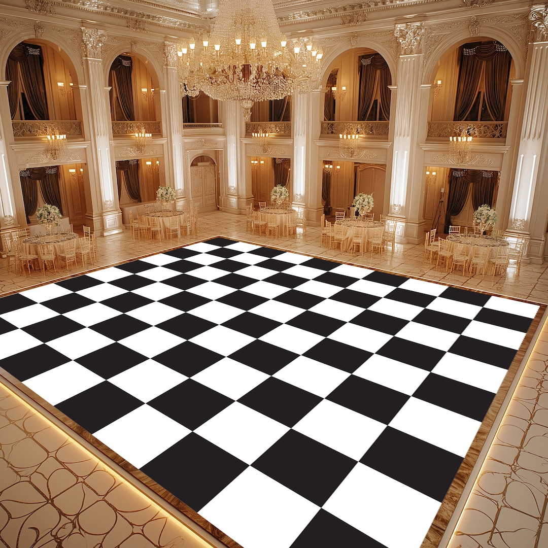 Checkered Pattern Dance Floor Vinyl Wrap, FREE Installation Squeegee ...