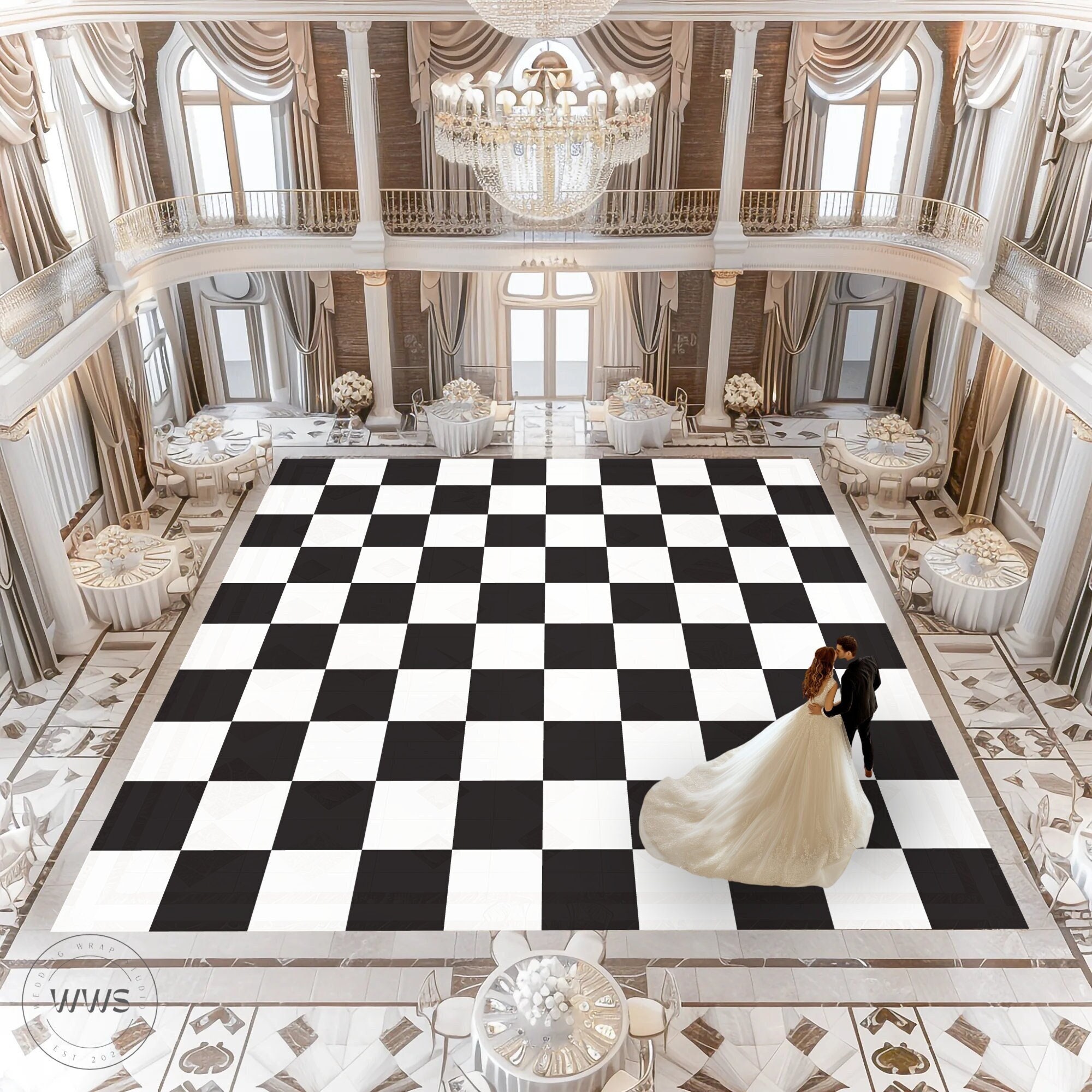 Checkered Floor Wrap Wedding Dance Floor Decal Reception Decor Event ...