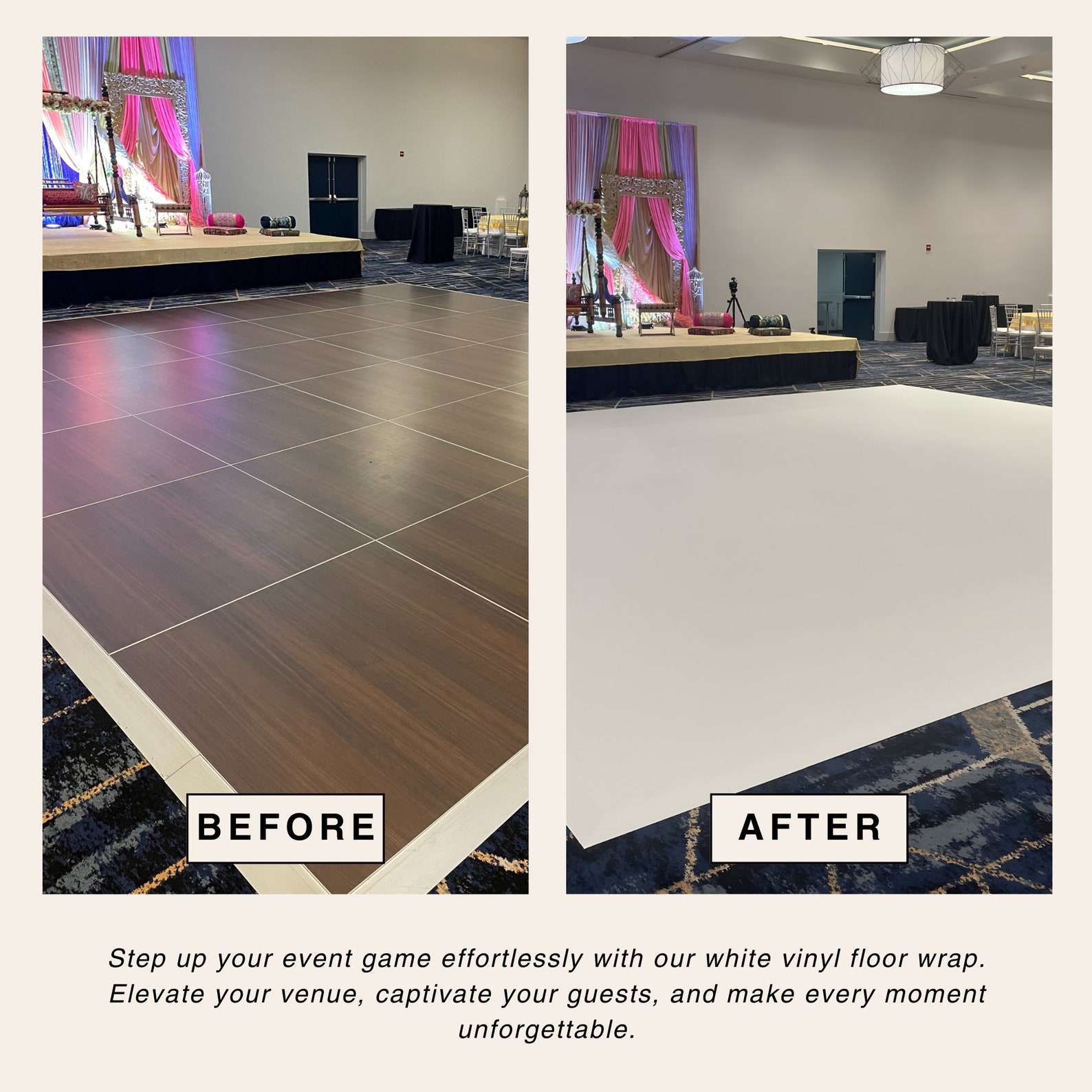 White Matte Vinyl Floor Runner | Removable Floor | Long Ceremony Runner ...