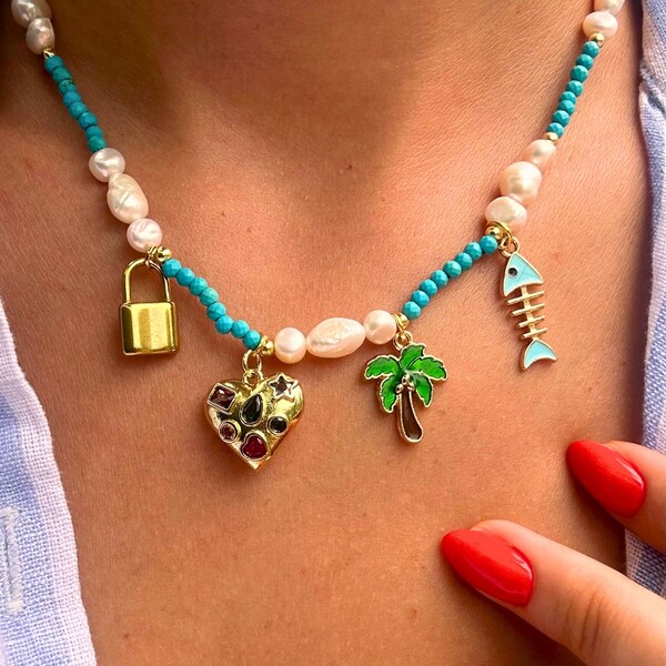 Ocean Charm Necklace - Etsy