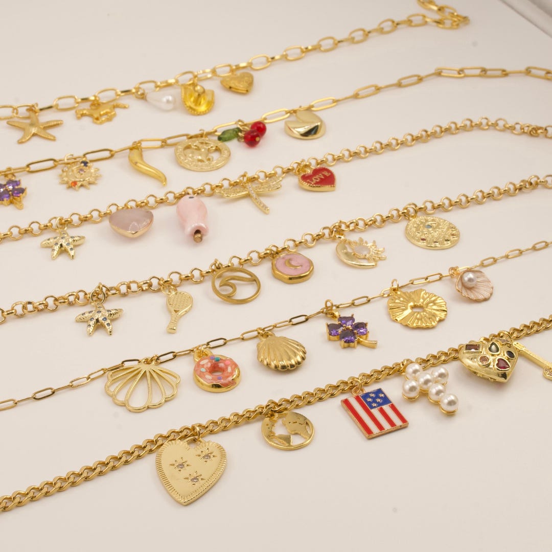 Personalized Charm Necklace, Build Your Own Necklace, Enamel Charm ...