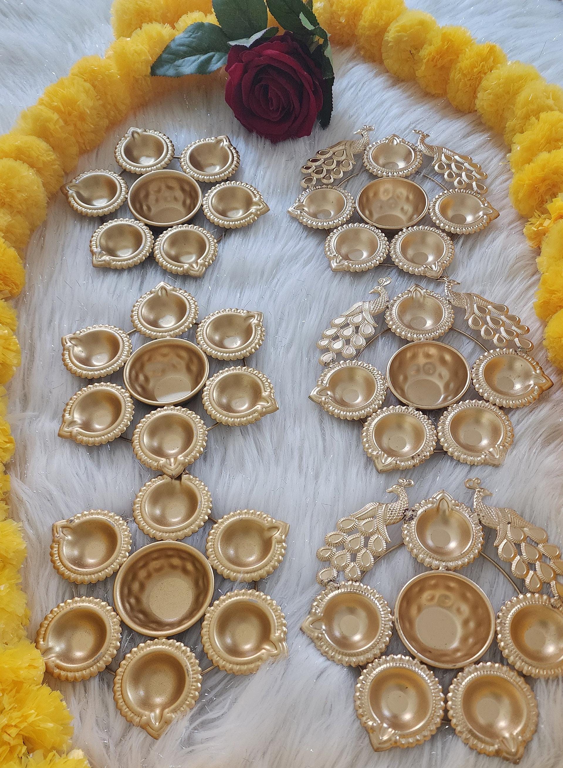 Metal Urli Diya Set Gold Diwali Decoration Housewarming Return Gift ...