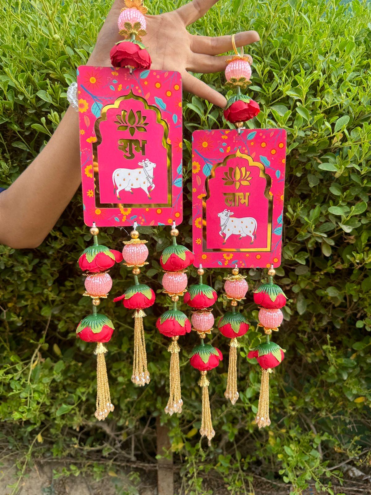 Handmade Shubh Labh Door Hanging: Diwali Temple Wall Decor Ganesh ...