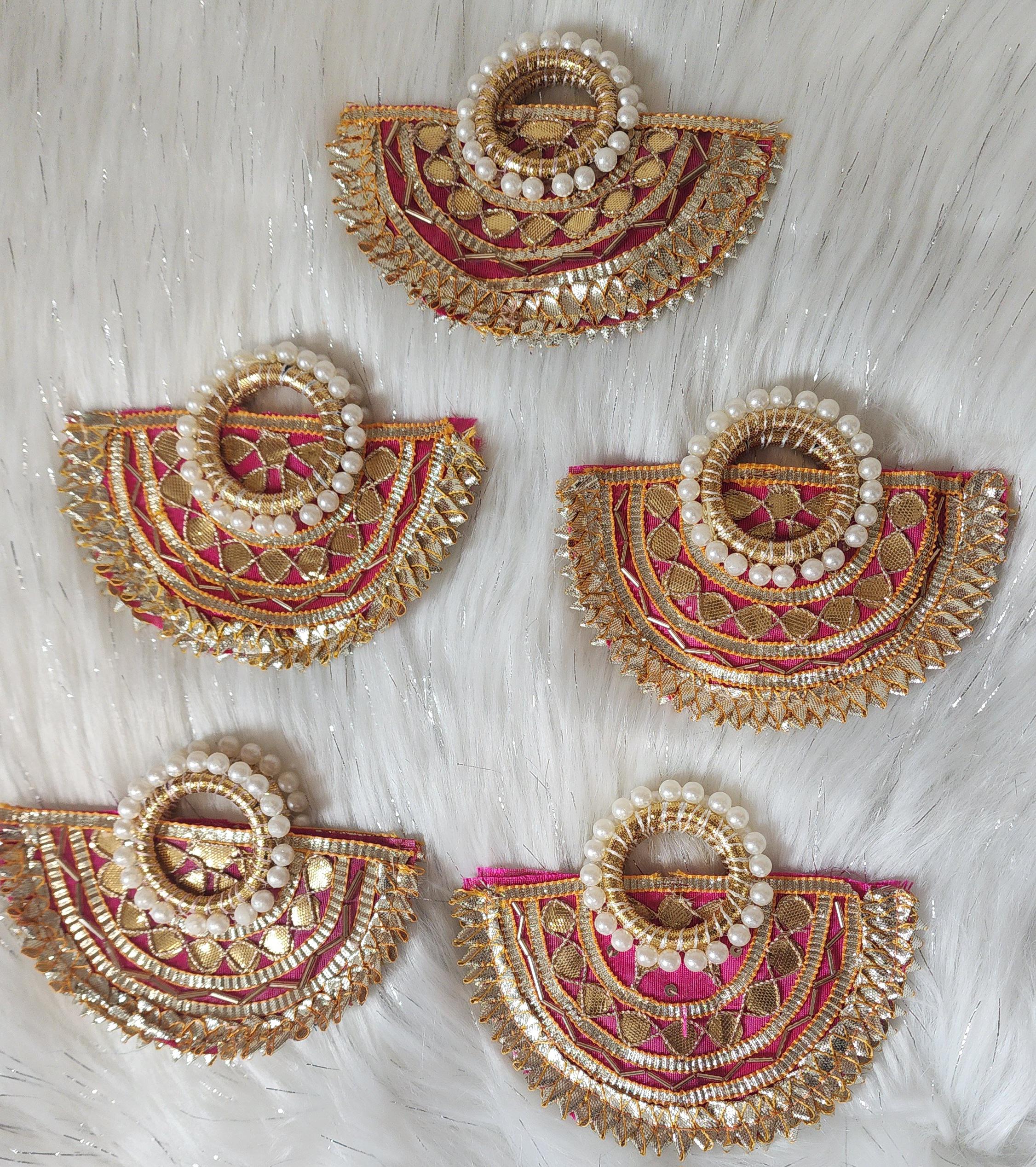 Handcrafted Lotus Coin Pouch, Colorful Gotta Patti Jewelry, Wedding ...
