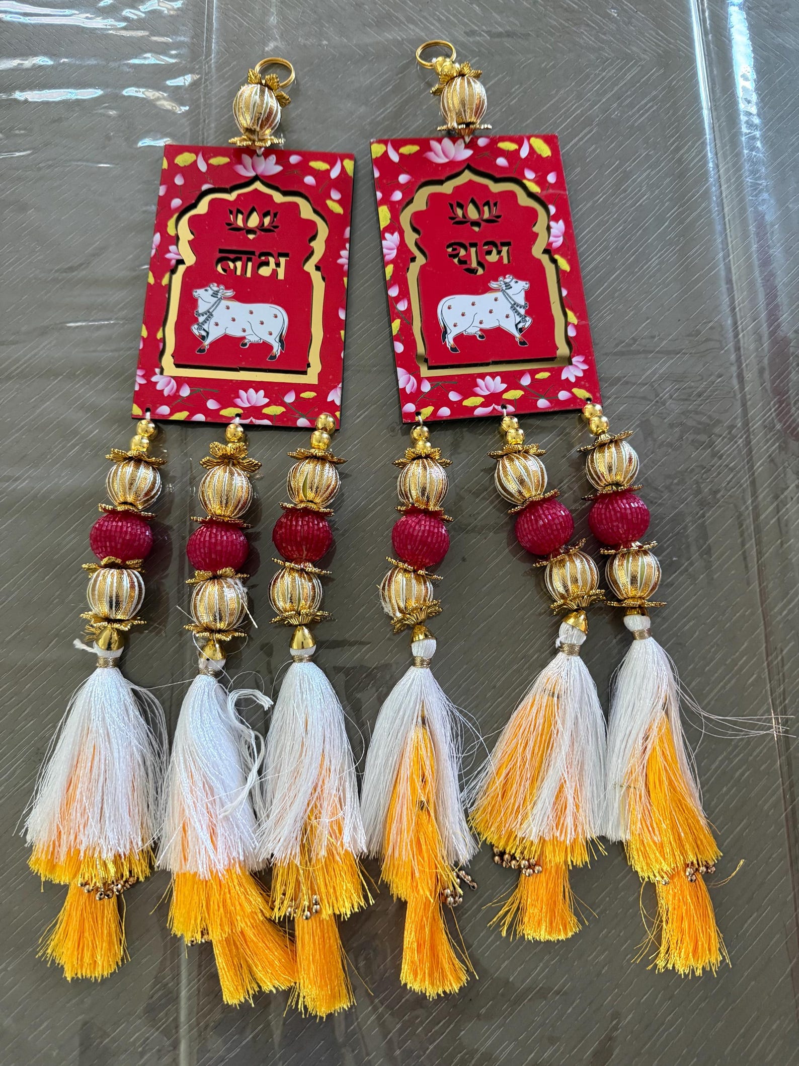 Handmade Shubh Labh Door Hanging: Diwali Temple Wall Decor Ganesh ...