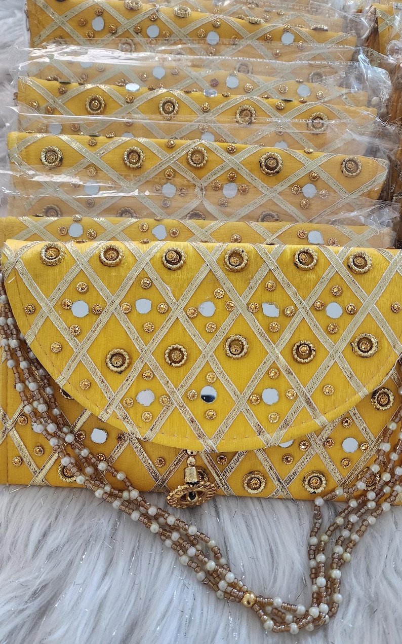 Handcrafted Mirror Work Clutch Indian Wedding Favor Gift Bag Purse ...