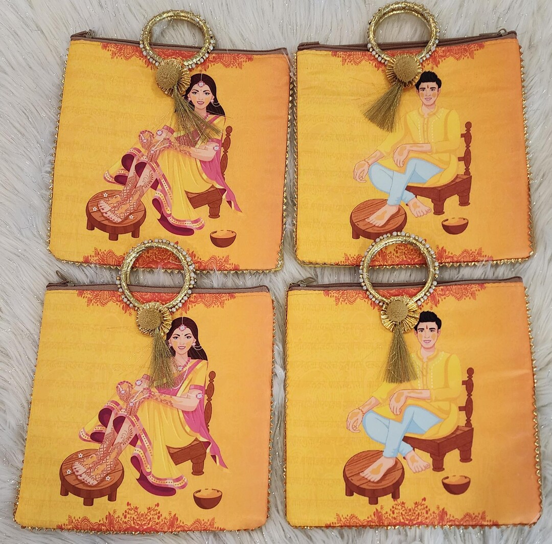 Lot of 100 Potli Bag Haldi Mehndi Silk Potli, Wedding Return Gift Favor ...
