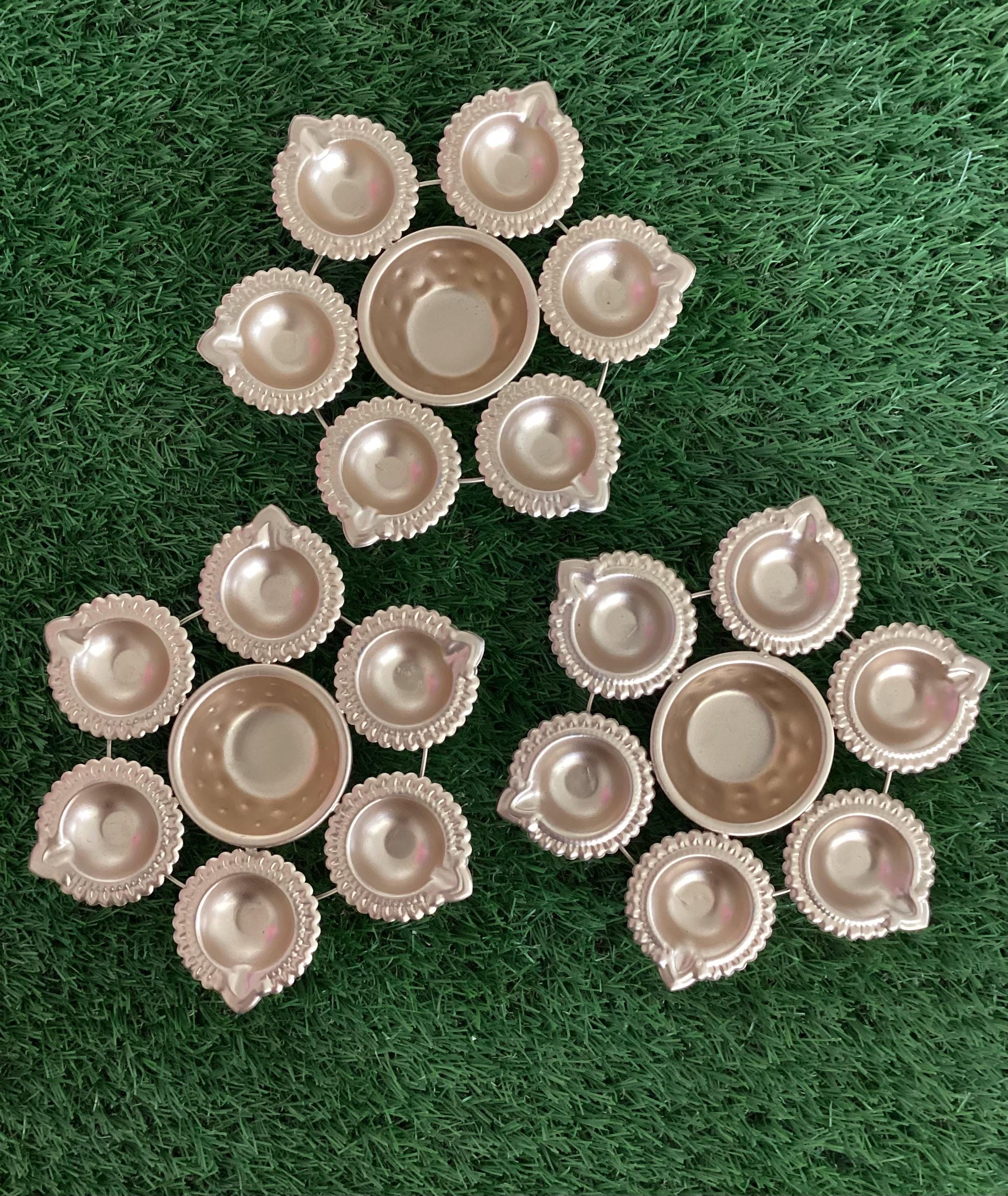 Metal Urli Diya Set Gold Diwali Decoration Housewarming Return Gift ...