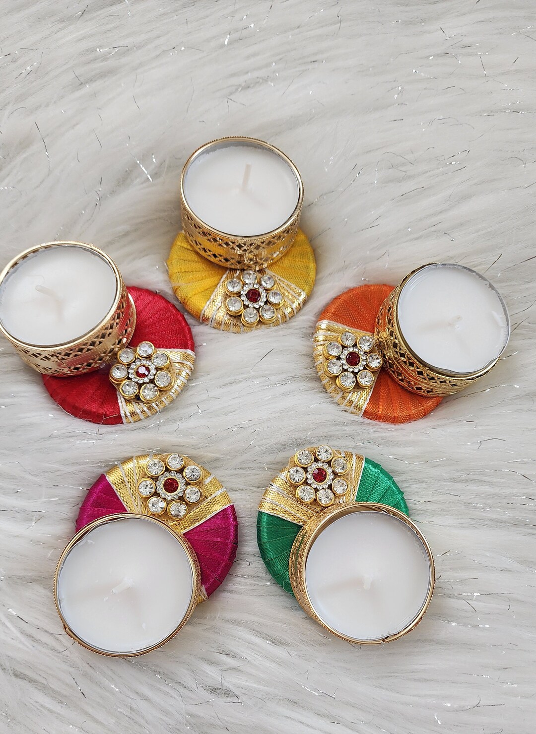 Handmade Diwali Tea Light Holders, Multicolor Indian Festival Decor ...