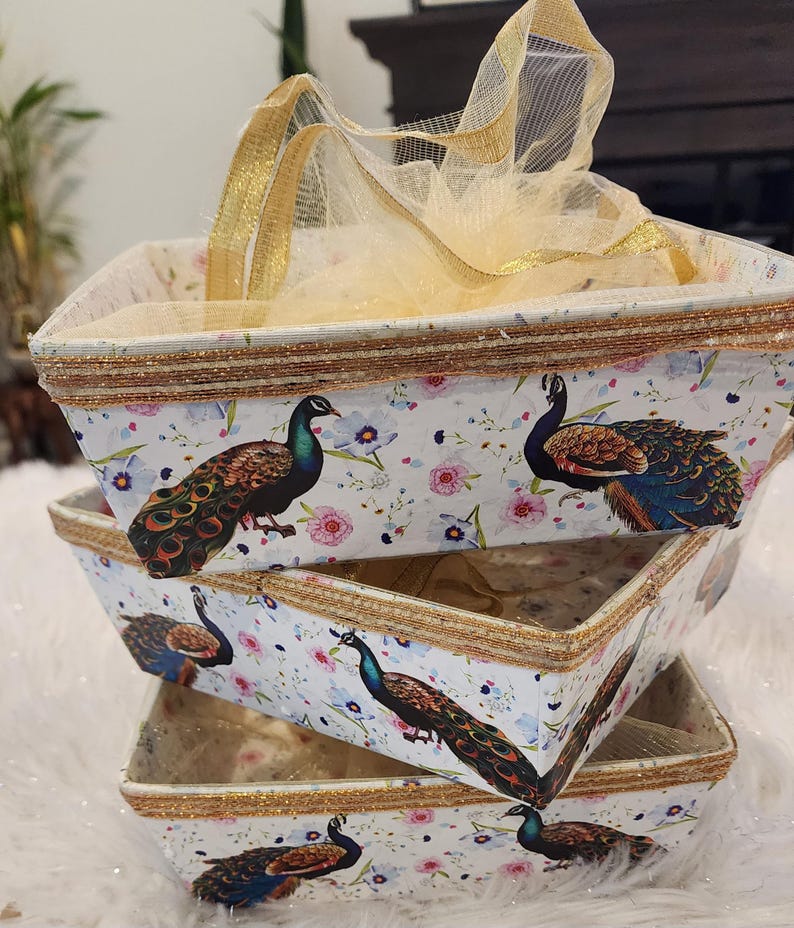 Wedding Gift Boxes Decorative Sweet Packing Basket Bridesmaid Groomsmen ...