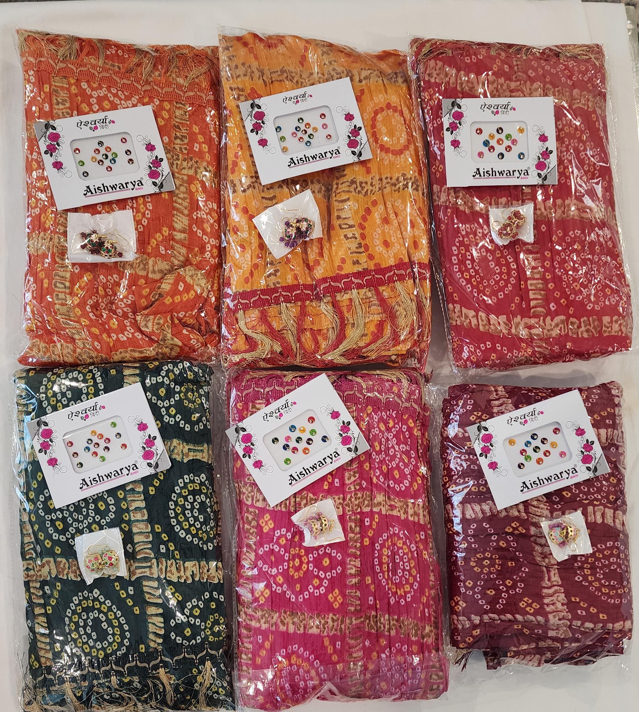 Bandhani Art Silk Dupatta Set Rajasthani Wedding Favor Traditional ...