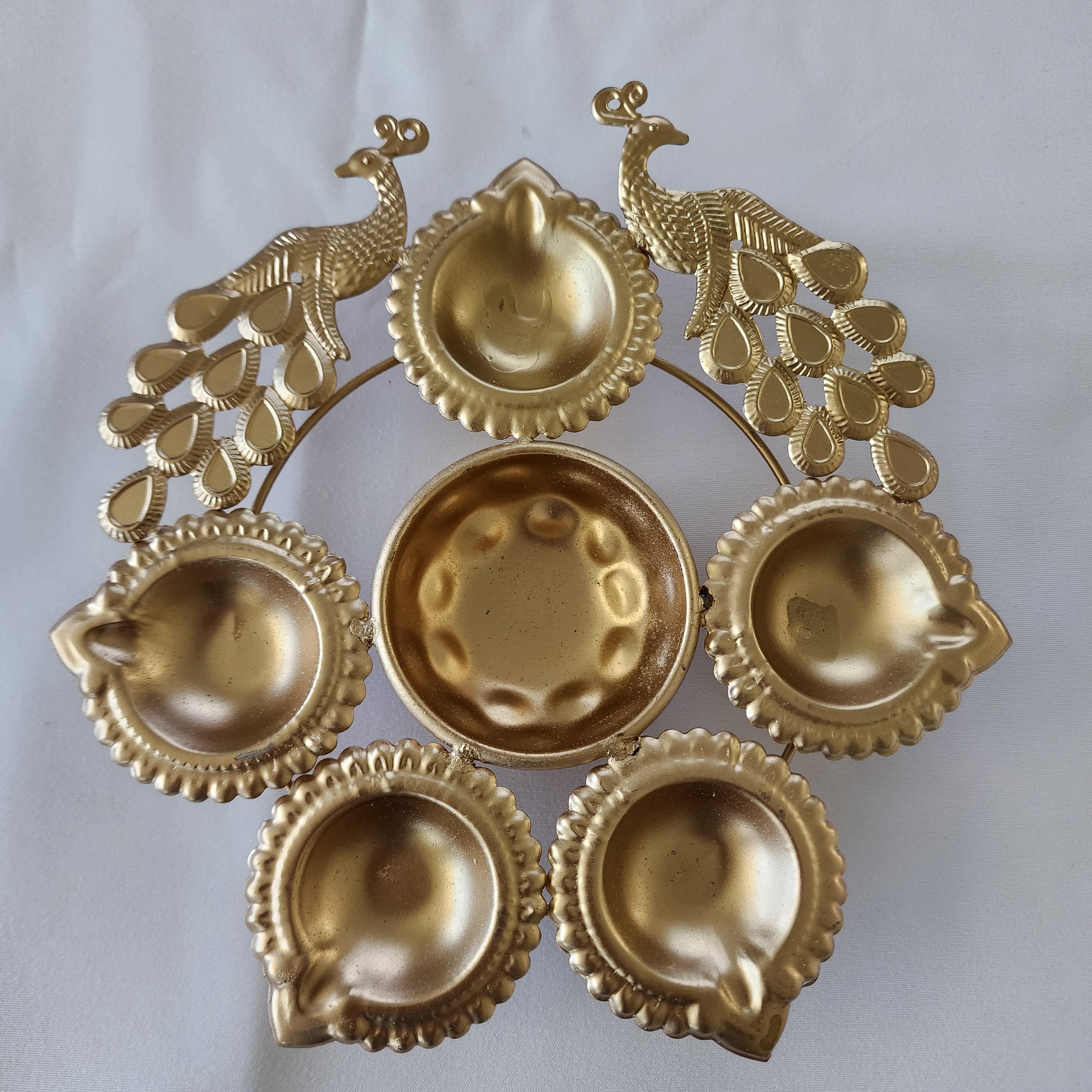 Metal Urli Diya Set Gold Diwali Decoration Housewarming Return Gift ...