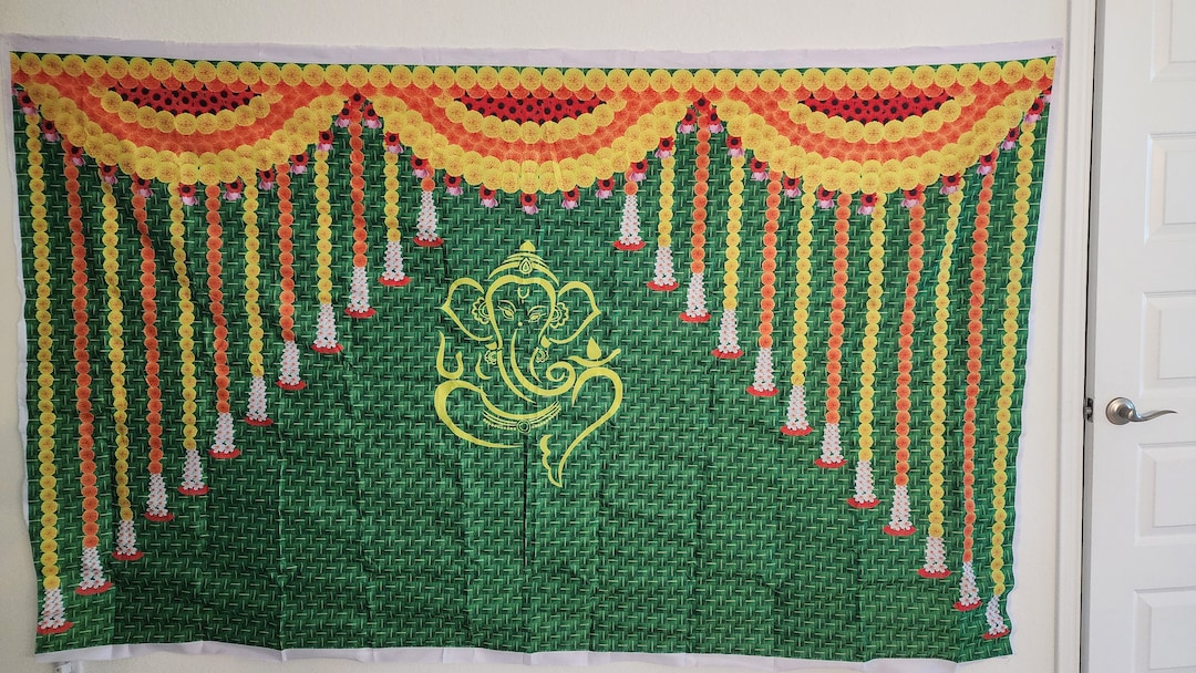 Pooja Backdrop Cloth Lord Ganpati Design for All Pooja/house Functions ...